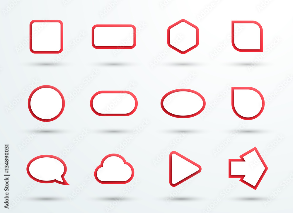 Vector 3d Red Text Box Frames Different Shapes Set of 12 Stock Vector ...
