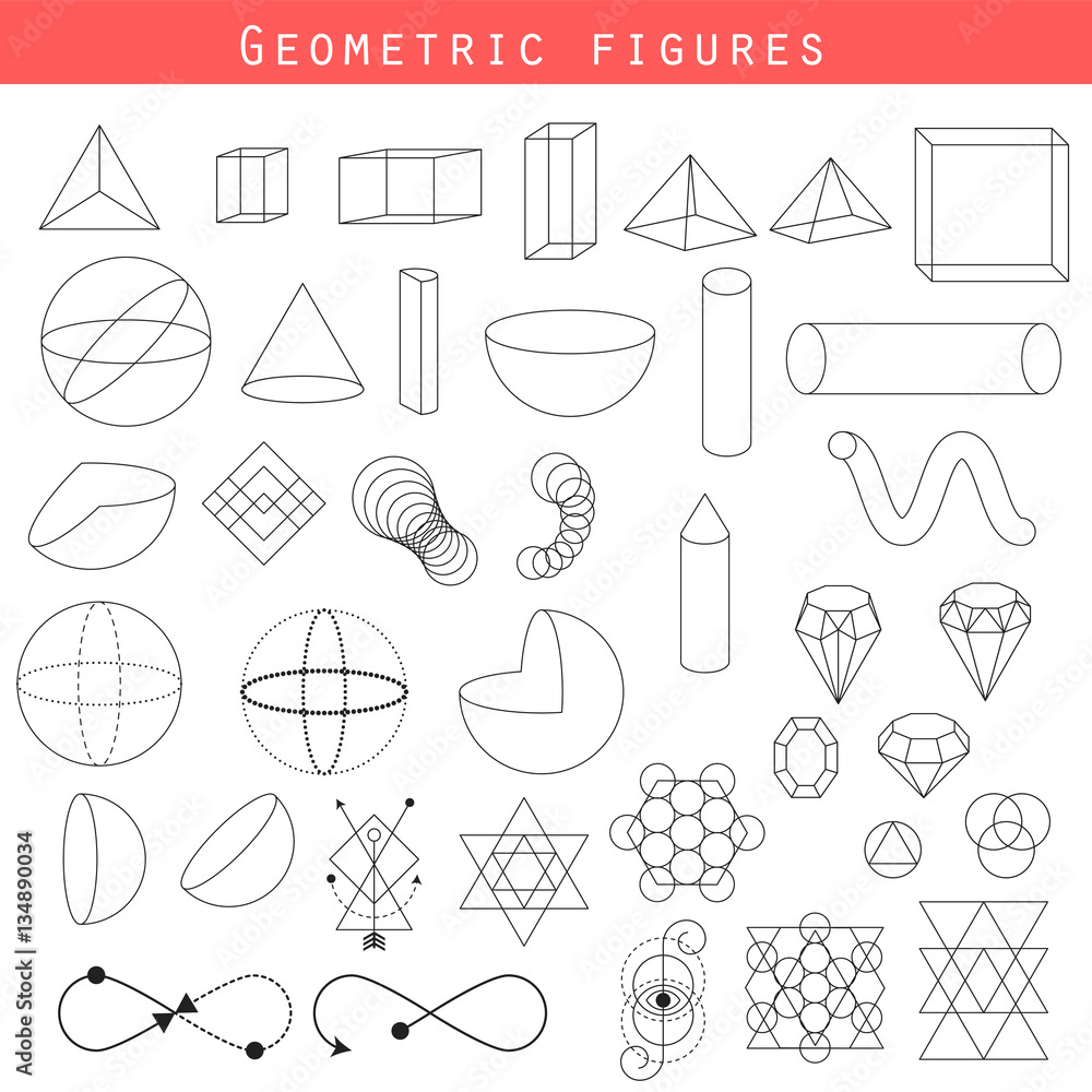 Geometry outline vector shapes. Mathematical and sacred template ...