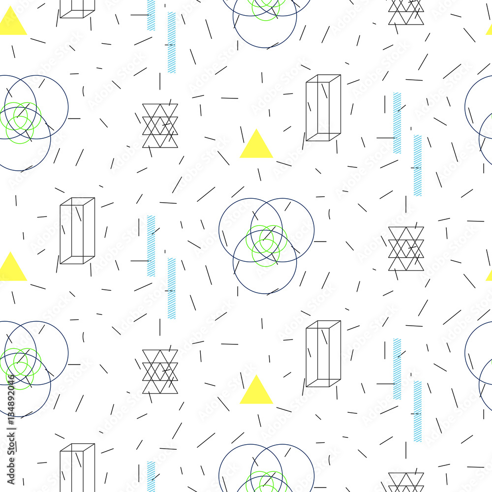 Retro 80s seamless vector pattern. Abstract shapes, color blocks and ...