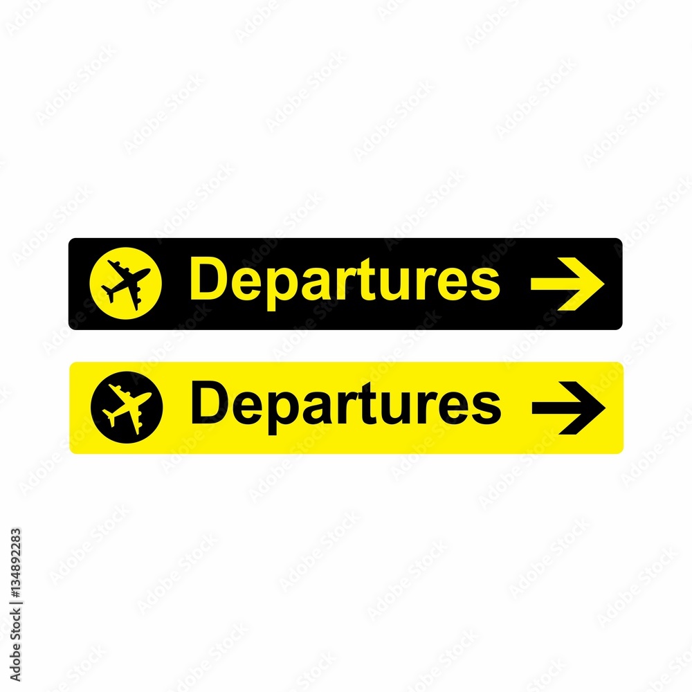 Airport Departures sign vector design isolated on white background ...