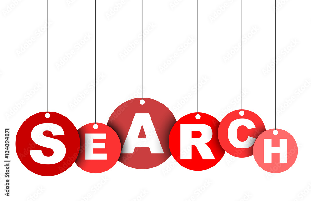Red easy vector illustration isolated circle tag banner search. This ...