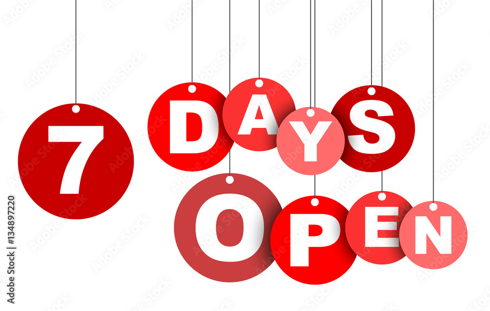 Blue easy vector illustration isolated circle tag banner seven days ...