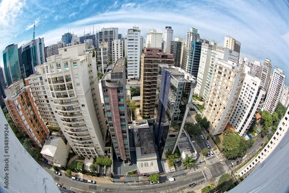 Buildings in Sao Paulo, Brazil shoot with a fisheye lens Stock Photo ...