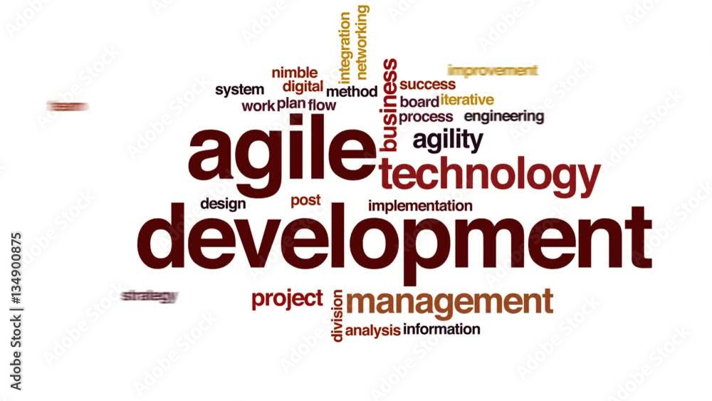 Agile development animated word cloud, text design animation. Stock ...