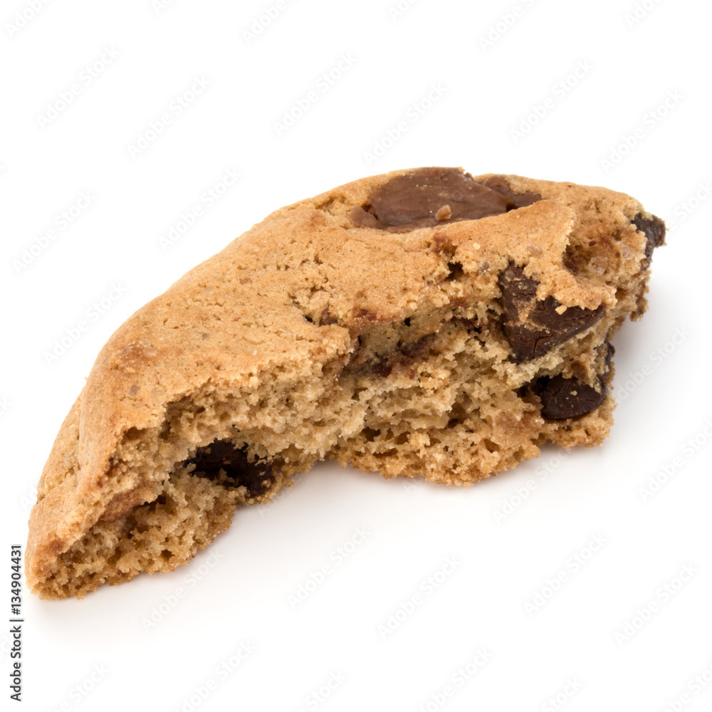 One broken Chocolate chip cookie isolated on white background. S Stock ...