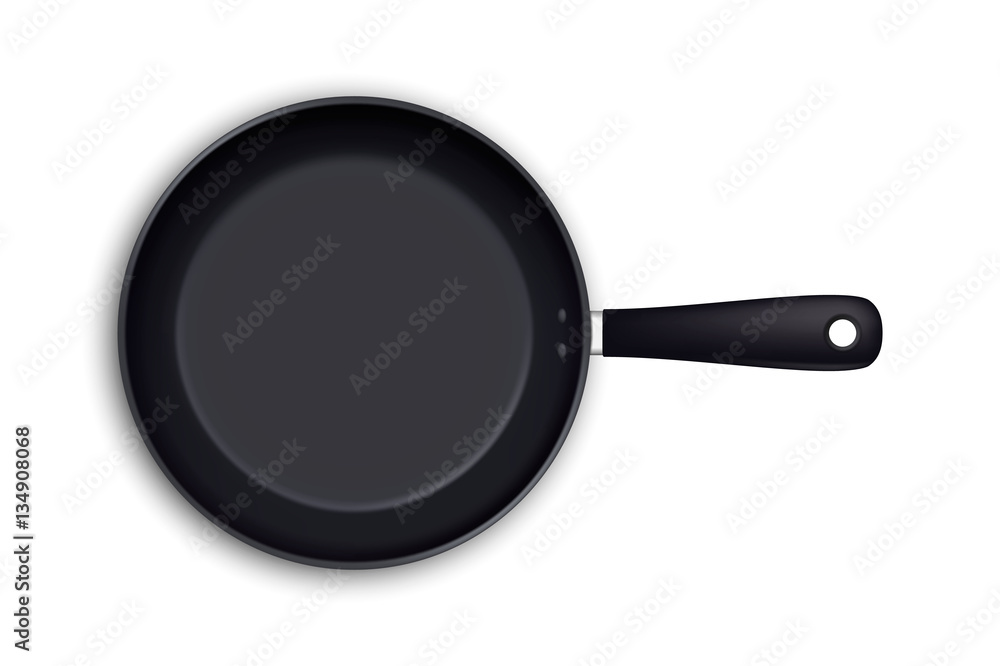 Vector realistic empty frying pan icon in top view isolated on white ...