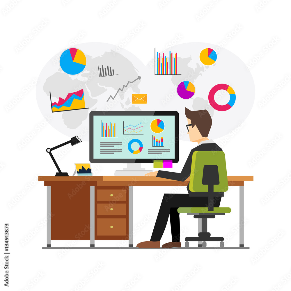 Businessman working and analyzing financial statistics. Data analysis ... Businessman working and analyzing financial statistics. Data analysis ...