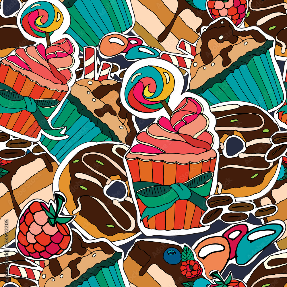 Vector seamless pattern. Punk rock abstract background. Stock Vector ...