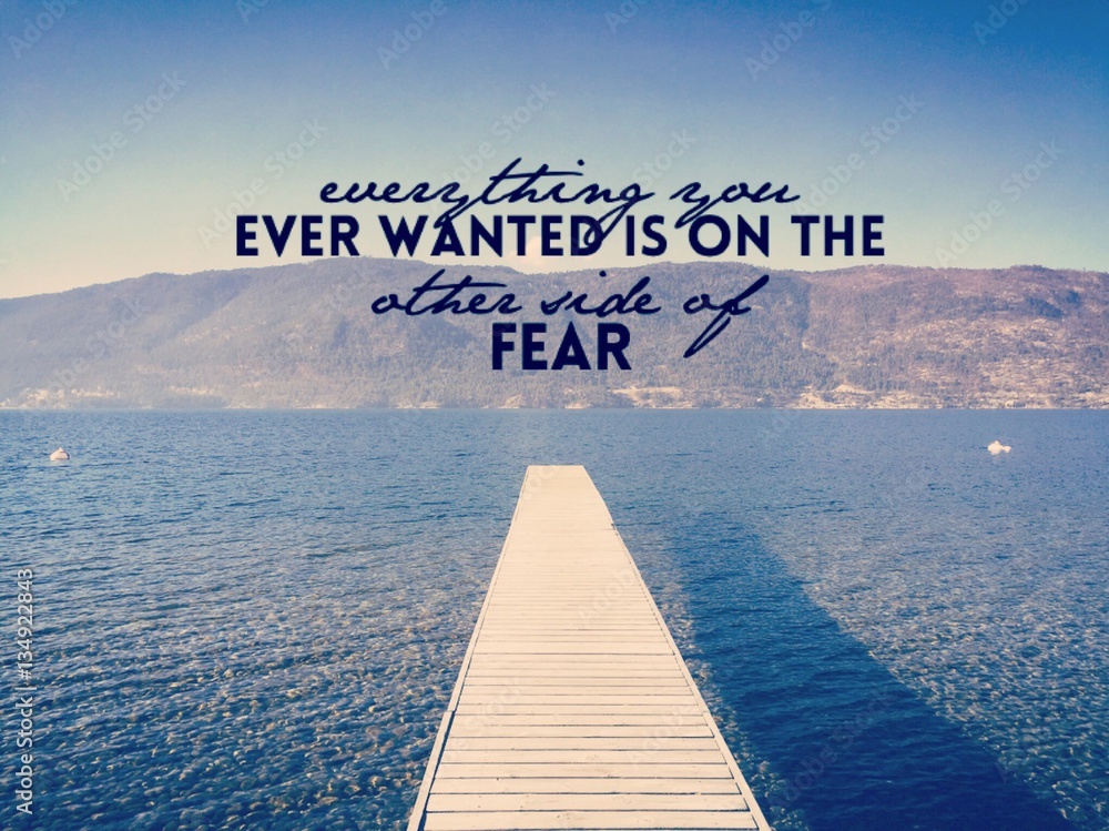 Inspirational quote on lake with pier Stock Photo | Adobe Stock