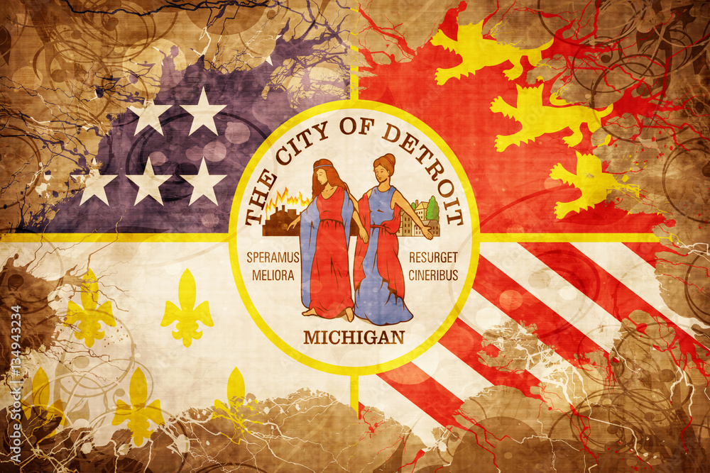 Vintage Detroit flag Stock Illustration | Adobe Stock