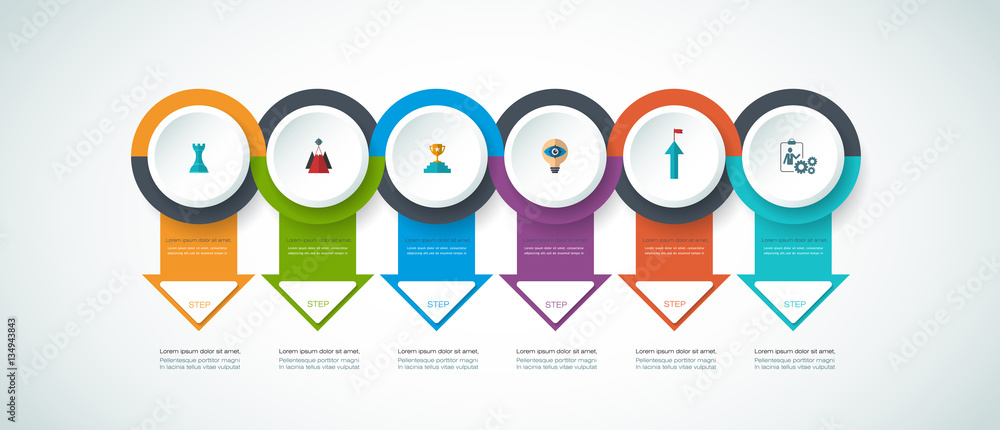 Vector infographics timeline design template with 3D paper label ...