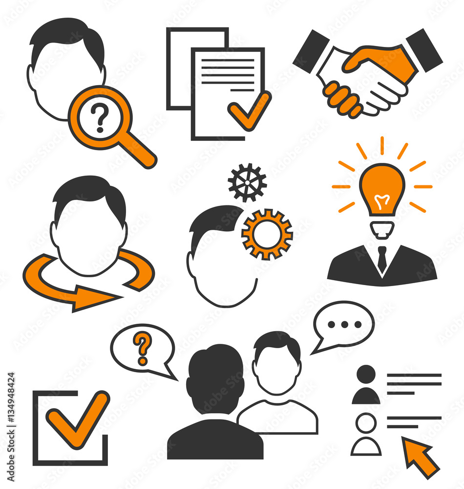 Recruitment Human Resources Hiring Icons Signs Pictograms Isolat Stock ...
