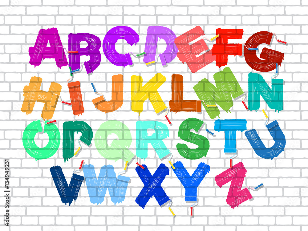 roller brush graffiti font set Stock Vector | Adobe Stock