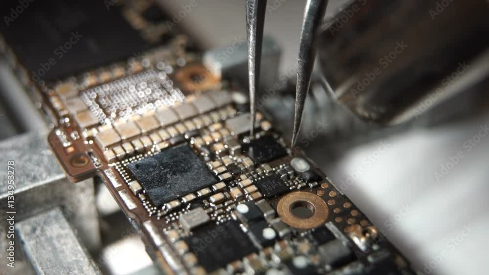 Soldering microchip on a chip Stock Video | Adobe Stock