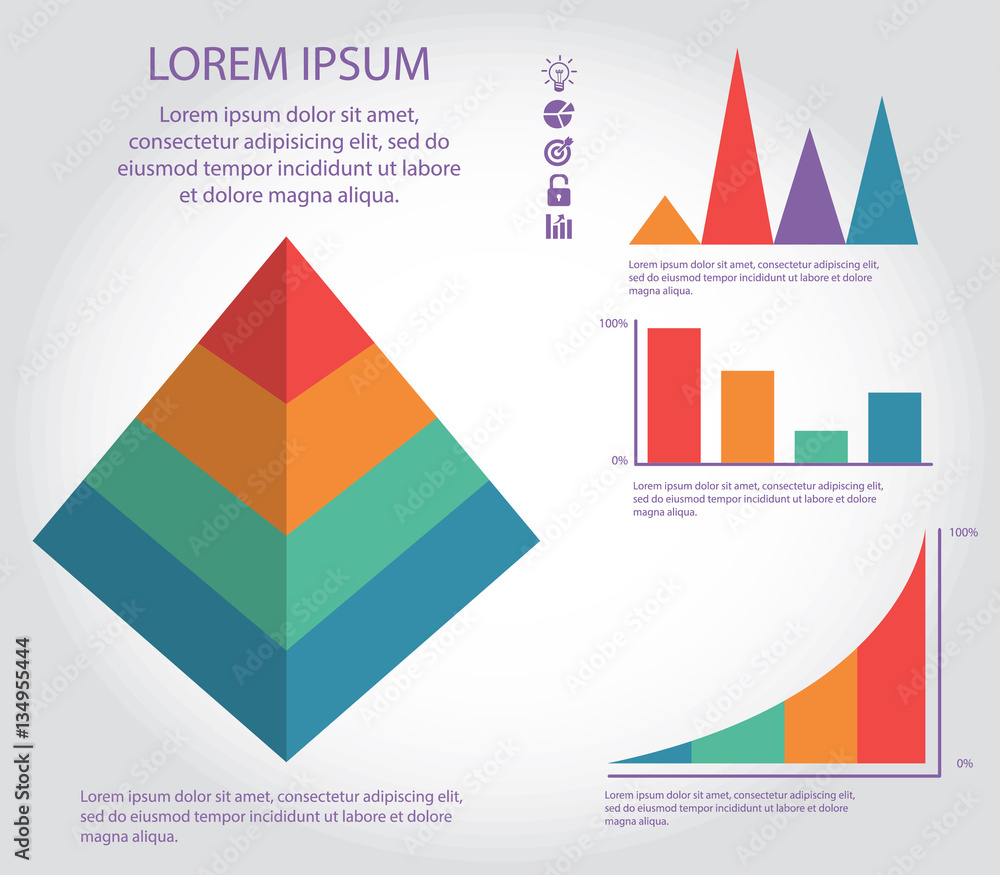 Layered pyramid chart diagram in flat style. Useful for presentations ...
