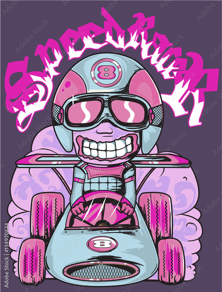 Cartoon car racing Poster 2 Stock Vector | Adobe Stock