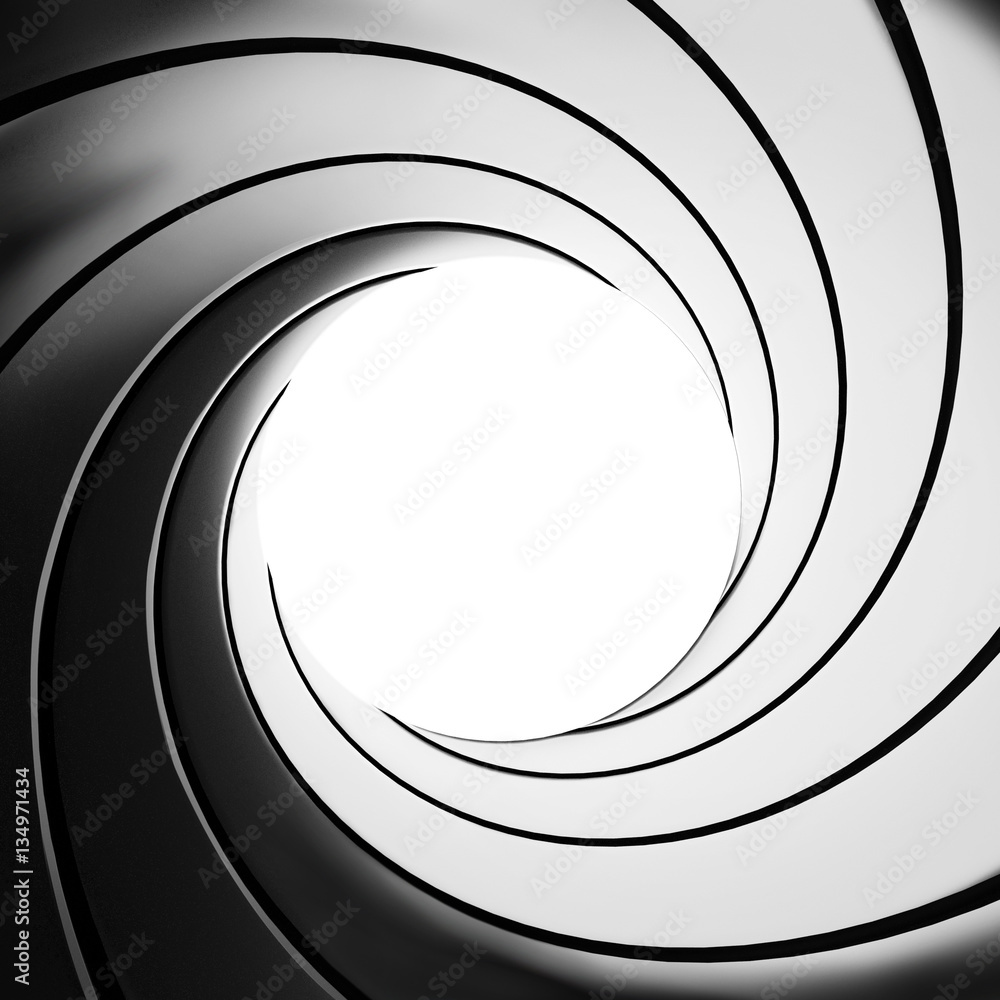 Gun barrel effect - a classic James Bond 007 theme - 3D rendering Stock ...