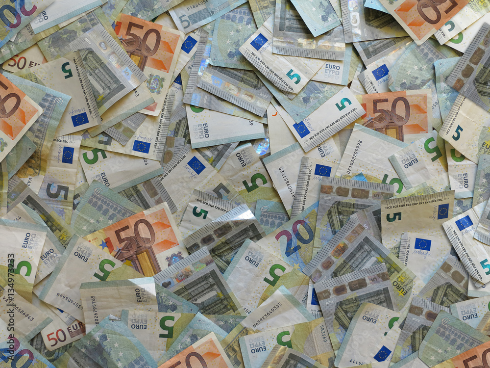 Geldscheine Banknoten Euro Hintergrund Stock Photo | Adobe Stock