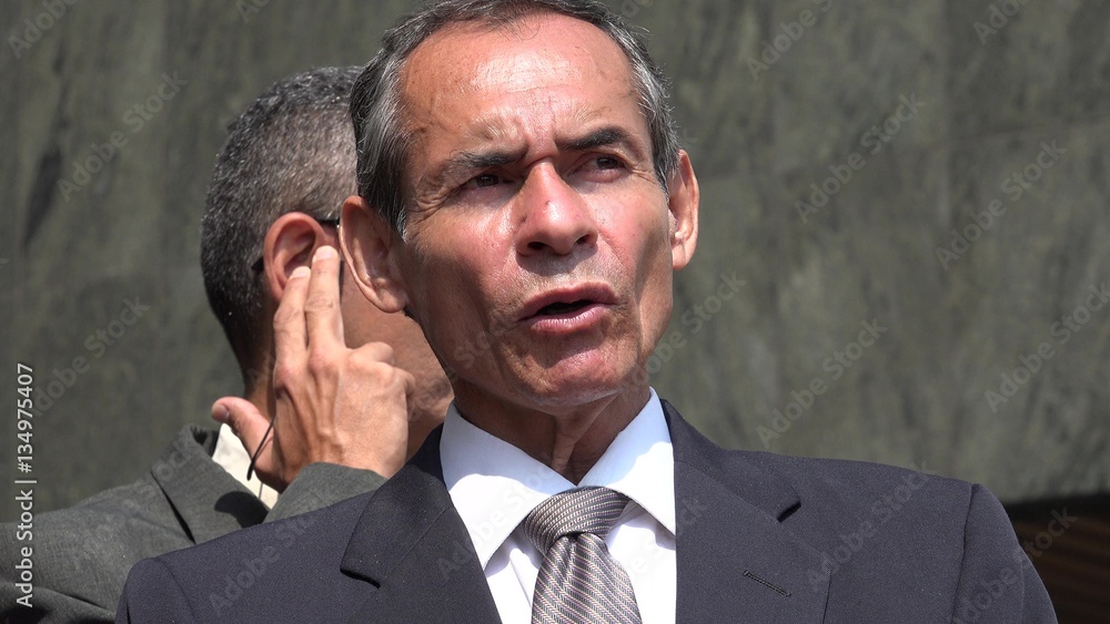 Politician Speaking With Bodyguard Stock Photo | Adobe Stock