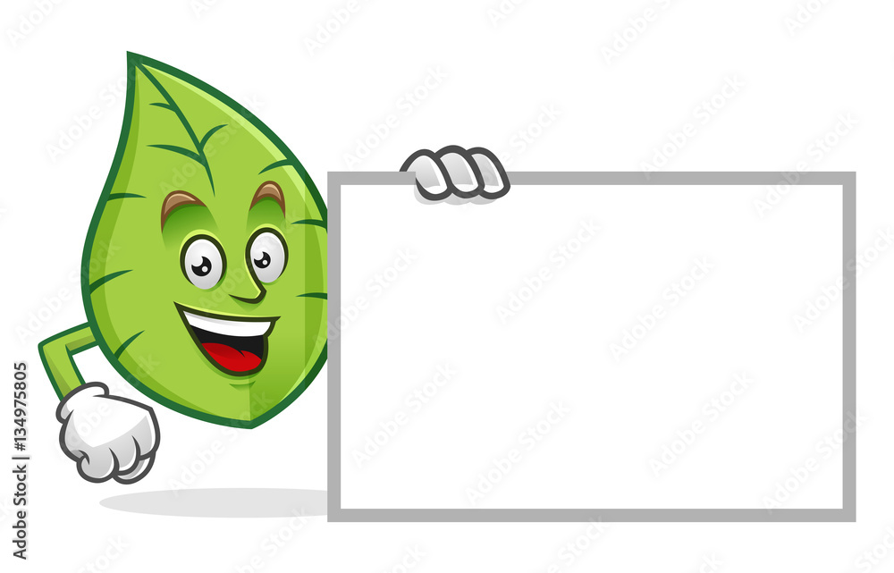 blank sign leaf mascot, leaves character, vector leaf cartoon, blank ...