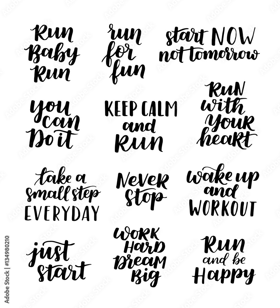 Set of Sports lettering quote about running. Labels and emblems vector ...