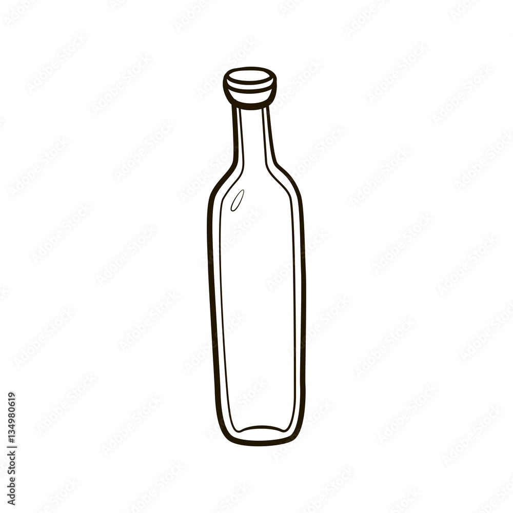 Hand drawing contour vodka bottle icon.Retro vintage illustration on ...