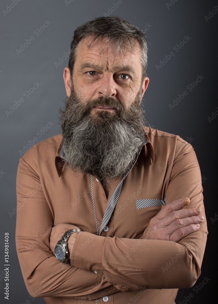 Photo of an angry grumpy old man looking very displeased. Male man with ...