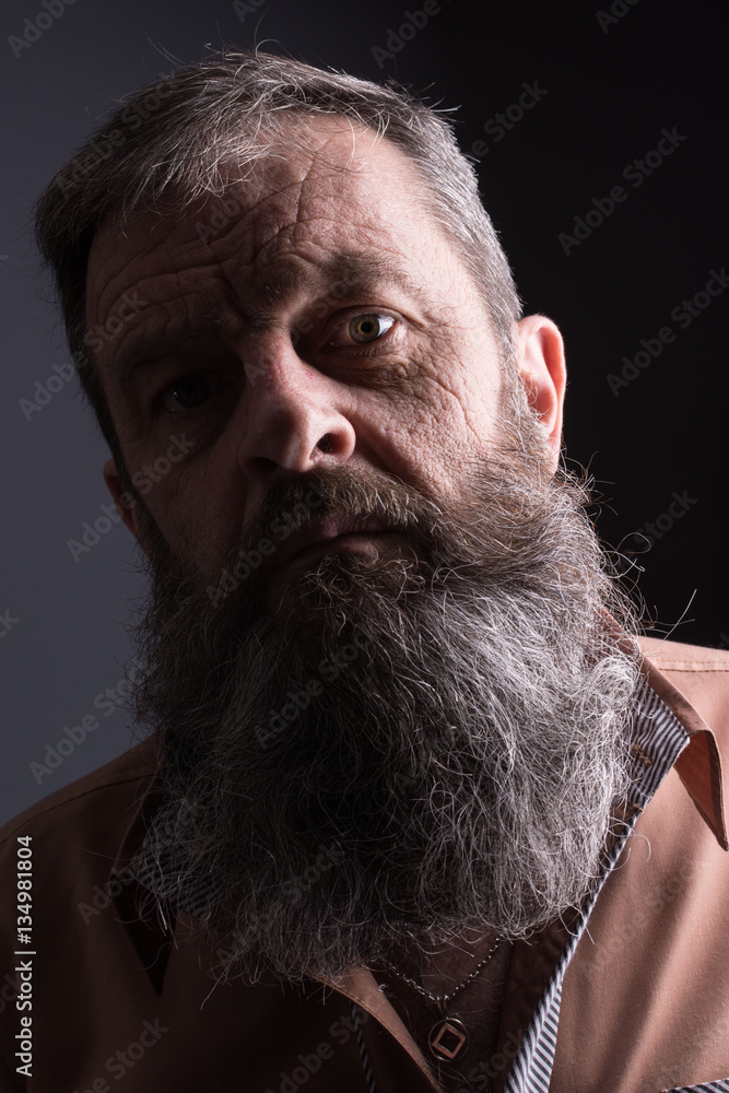 Photo of an angry grumpy old man looking very displeased. Male man with ...