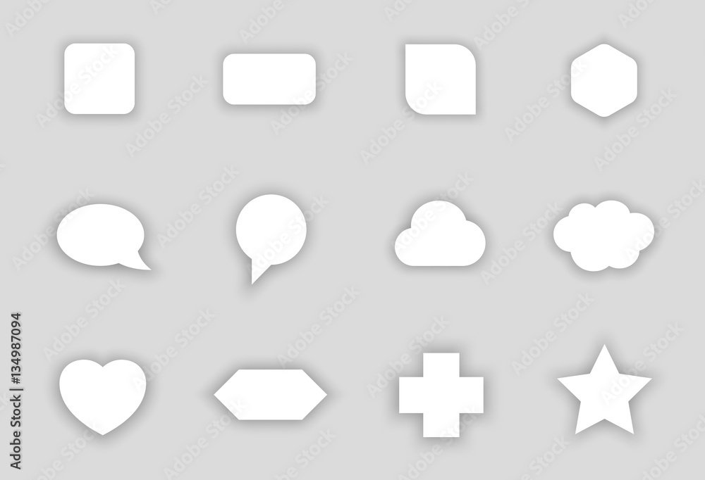 Vector Set of Flat White Generic Icon Shapes With Shadows B Stock ...
