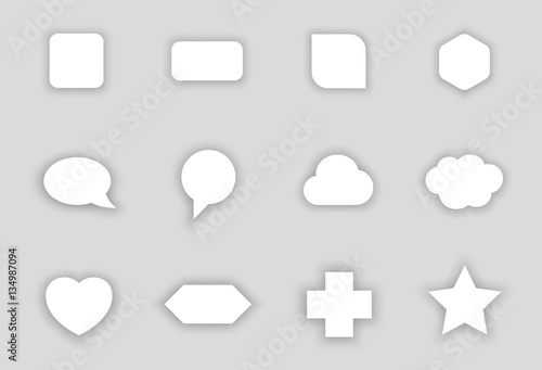 Vector Set of Flat White Generic Icon Shapes With Shadows B Stock ...