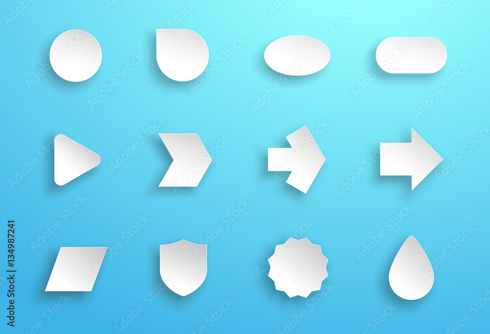 Vector Set of 3d White Generic Icon Shapes With Shadows A Stock Vector ...