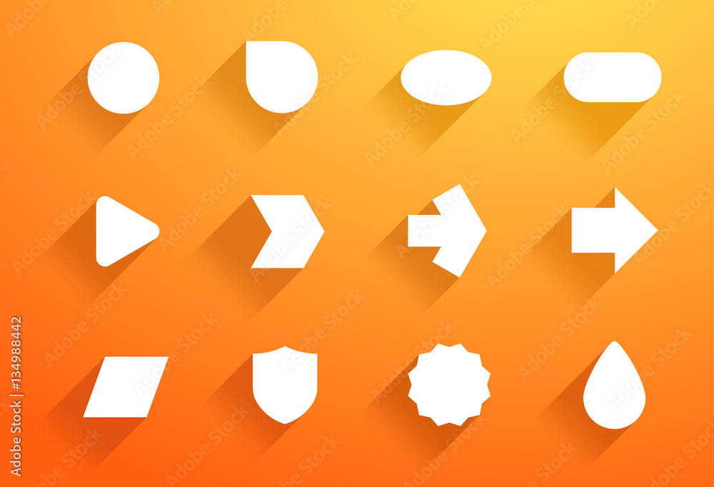 Vector Set of White Icon Shapes With Flat Shadows A Stock Vector ...