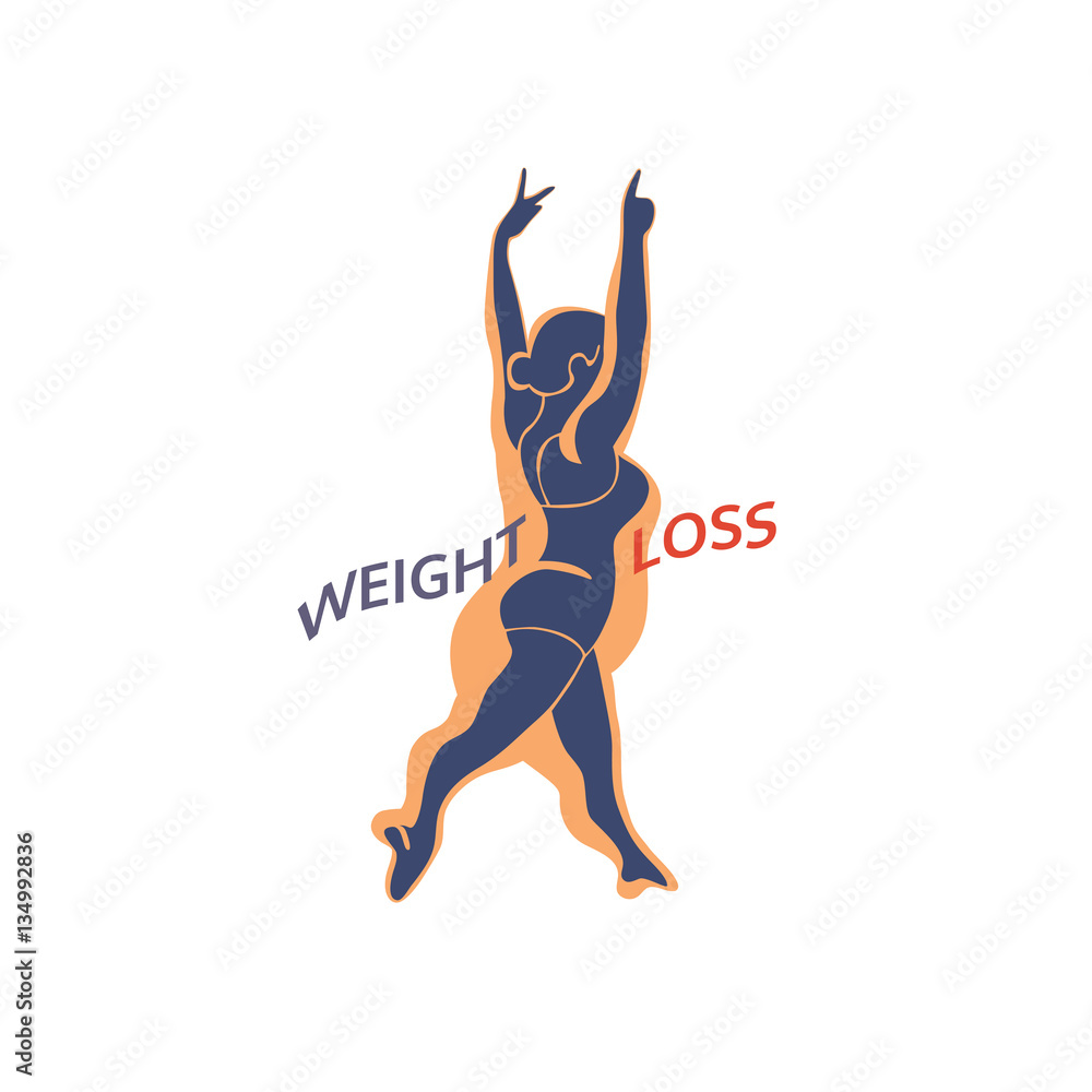Weight loss icon. Woman Body challenge program concept. Freehand drawn ...