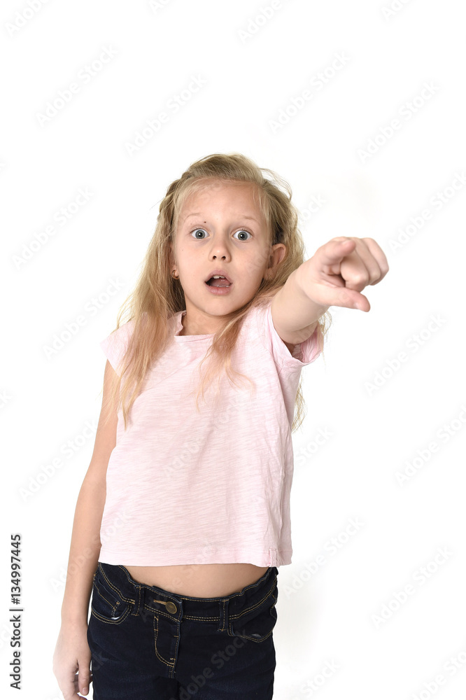 cute and sweet little girl in disbelief and surprise face expression ...