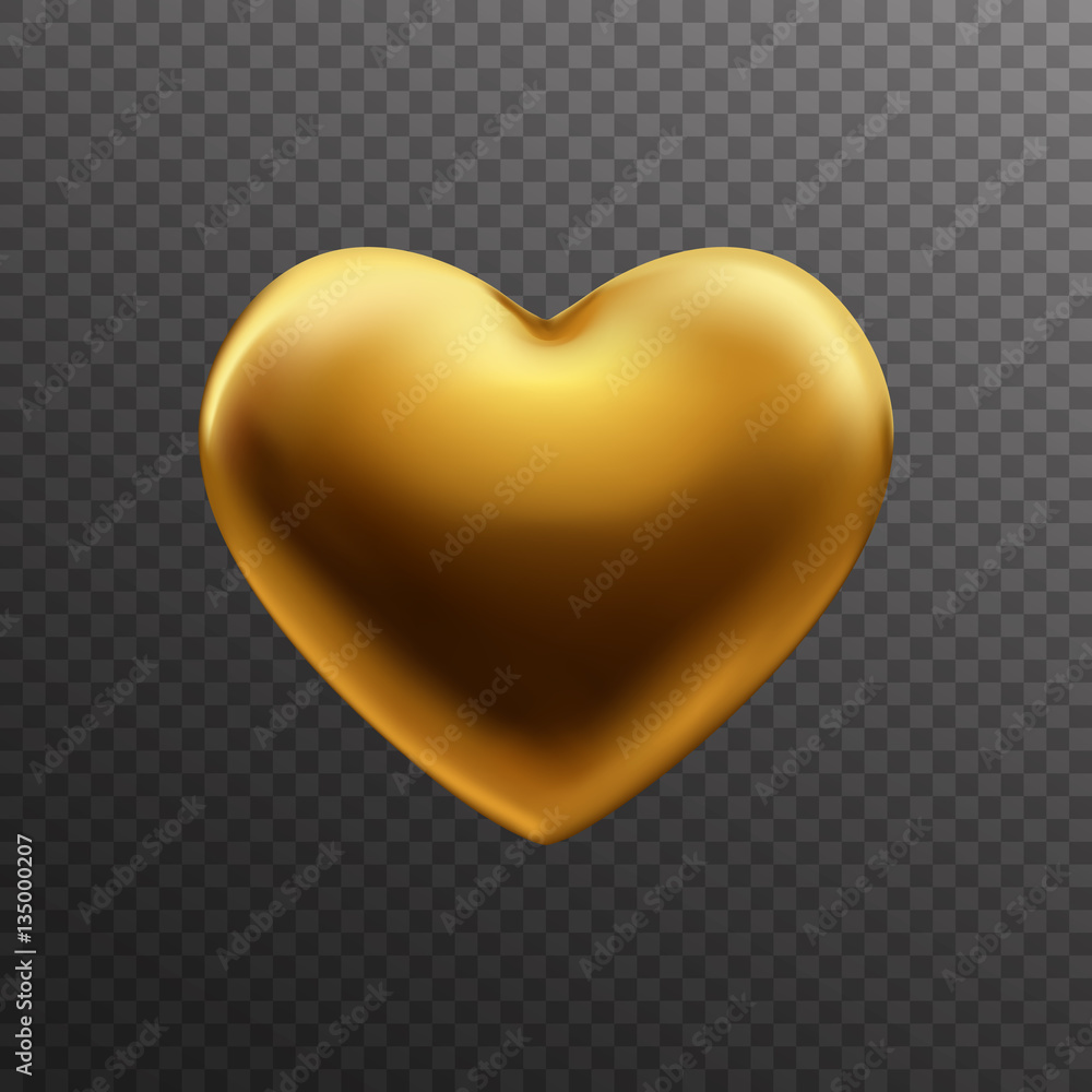 Gold heart isolated on transparent background. Happy Valentine's day ...