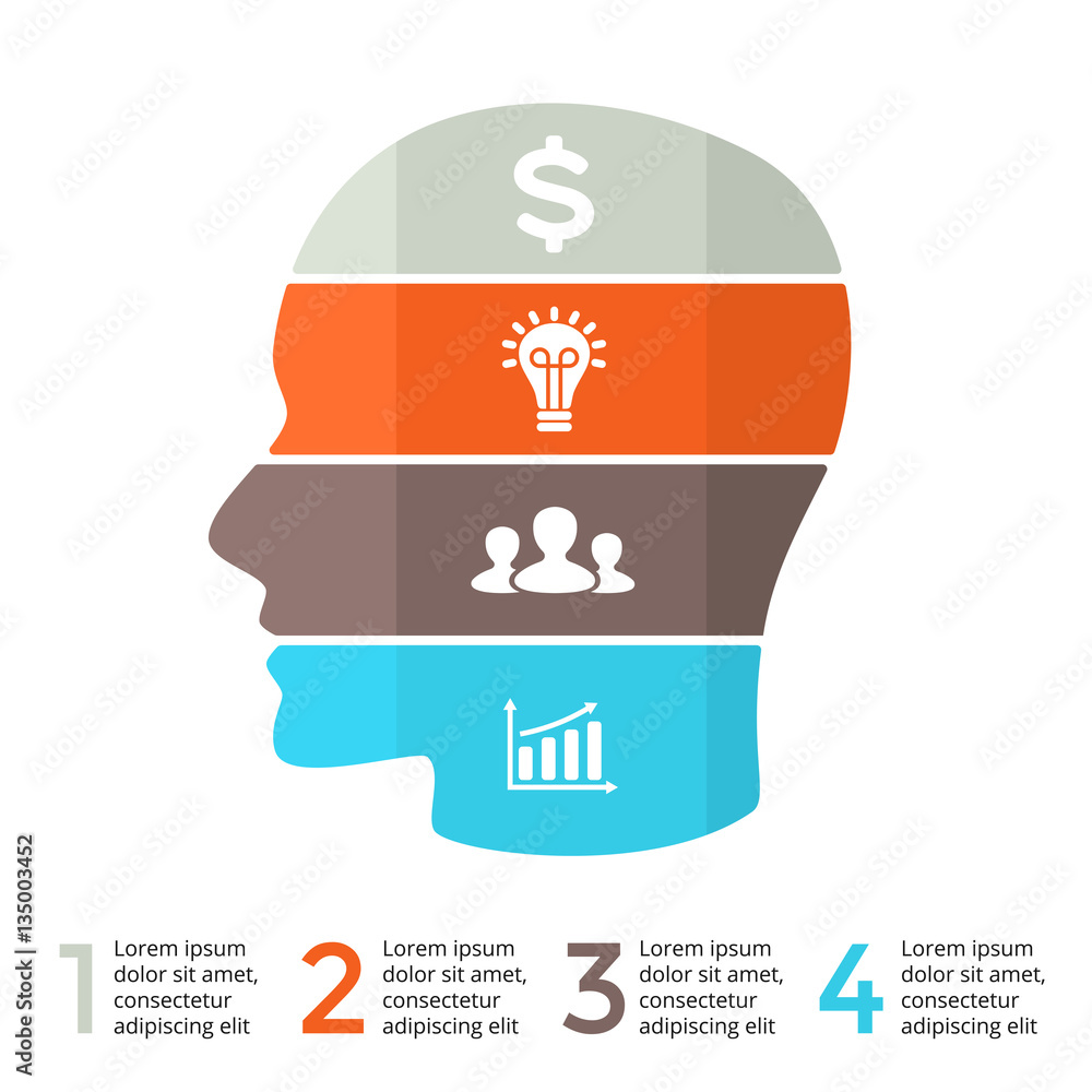 Vector brain infographic. Template for human head diagram, artificial ...