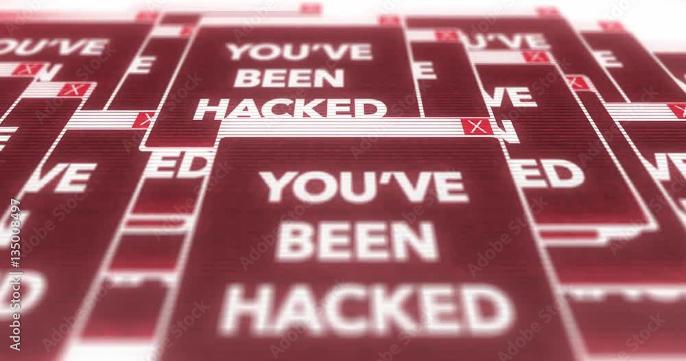 Hacker popup ad on computer screen alt angle Stock Video | Adobe Stock