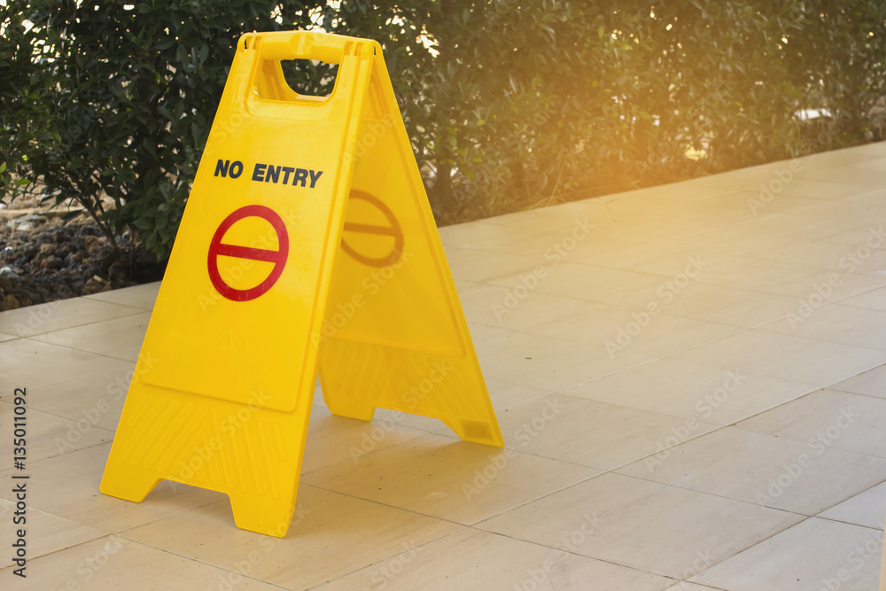 No entry signs floor of the toilet. Stock Photo | Adobe Stock