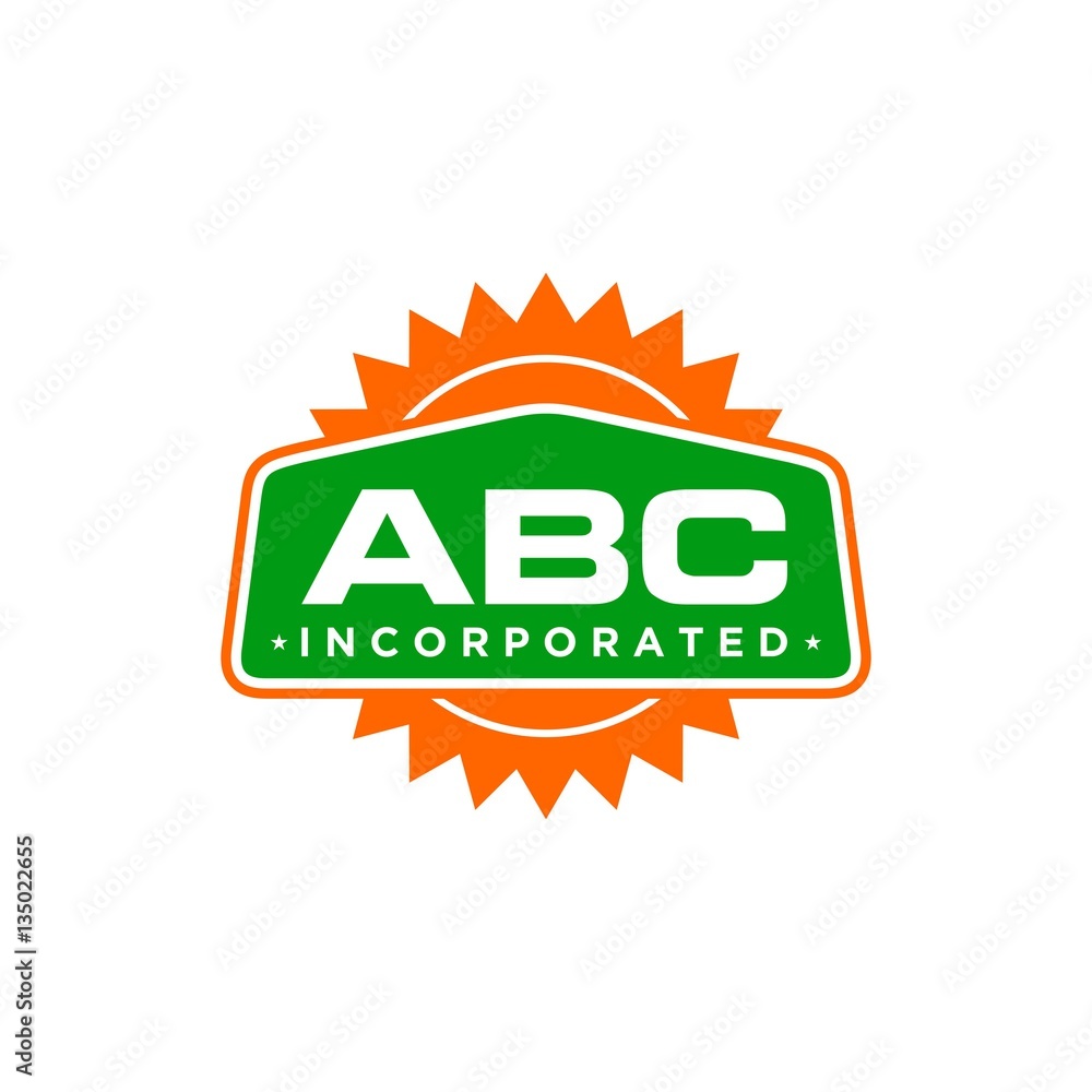 ABC Emblem Seal and Sun Shine on Shape Icon Logo Vector Stock Vector ...