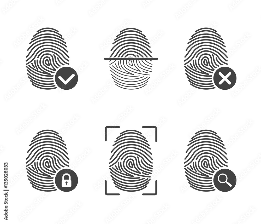 Set fingerprint icons isolated on white background. Authorization and ...