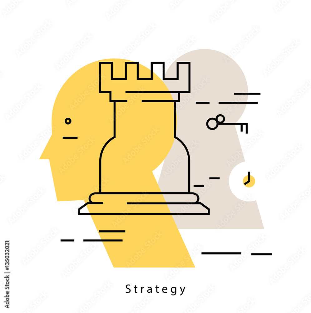 Strategic planning flat line business vector illustration design banner ...