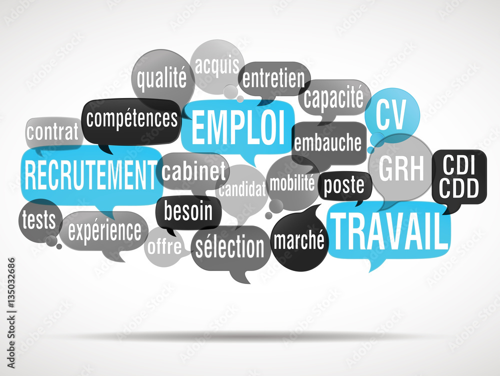 Vecteur Stock nuage de mots bulles : recrutement emploi cv | Adobe Stock