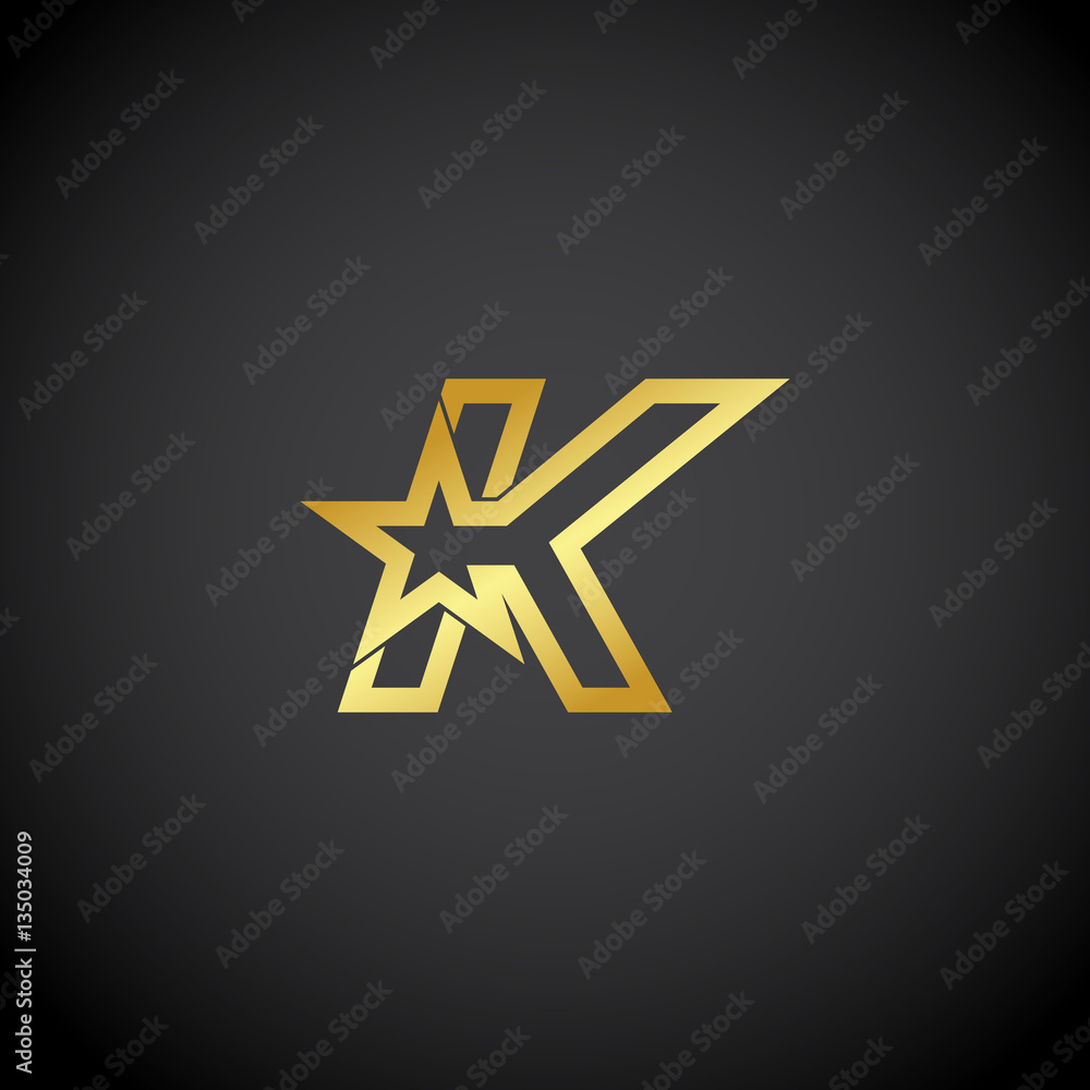 Letter K logo,Gold star sign Branding Identity Corporate unusual logo ...