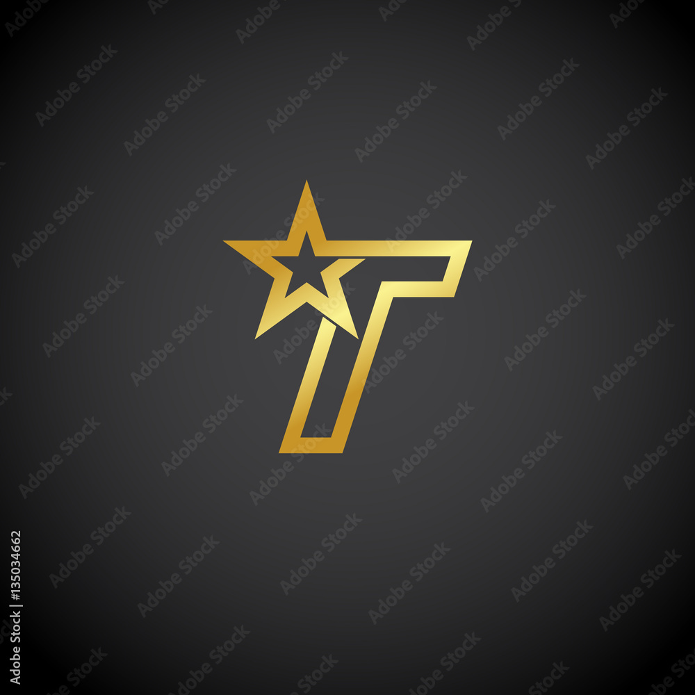 Letter T logo,Gold star sign Branding Identity Corporate unusual logo ...