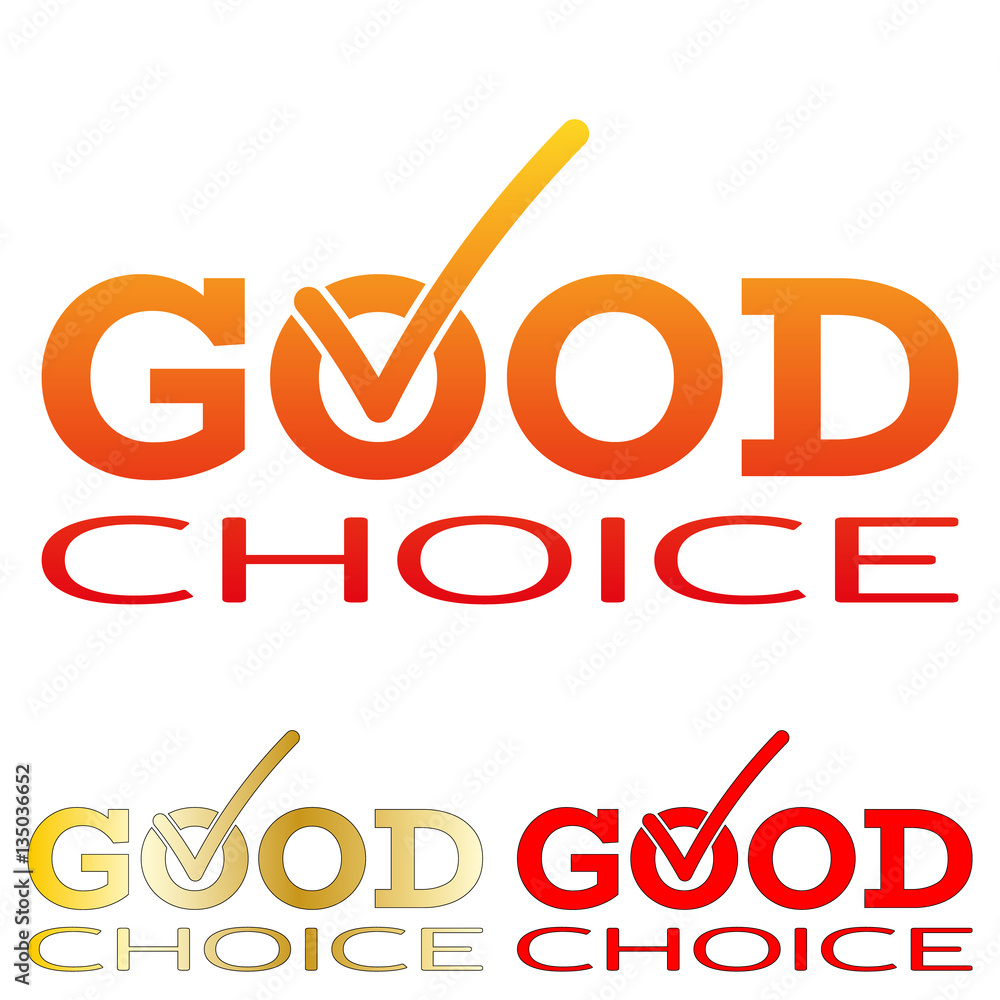 Vecteur Stock Good Choice icon with hook, V inside logo. Advice word ...