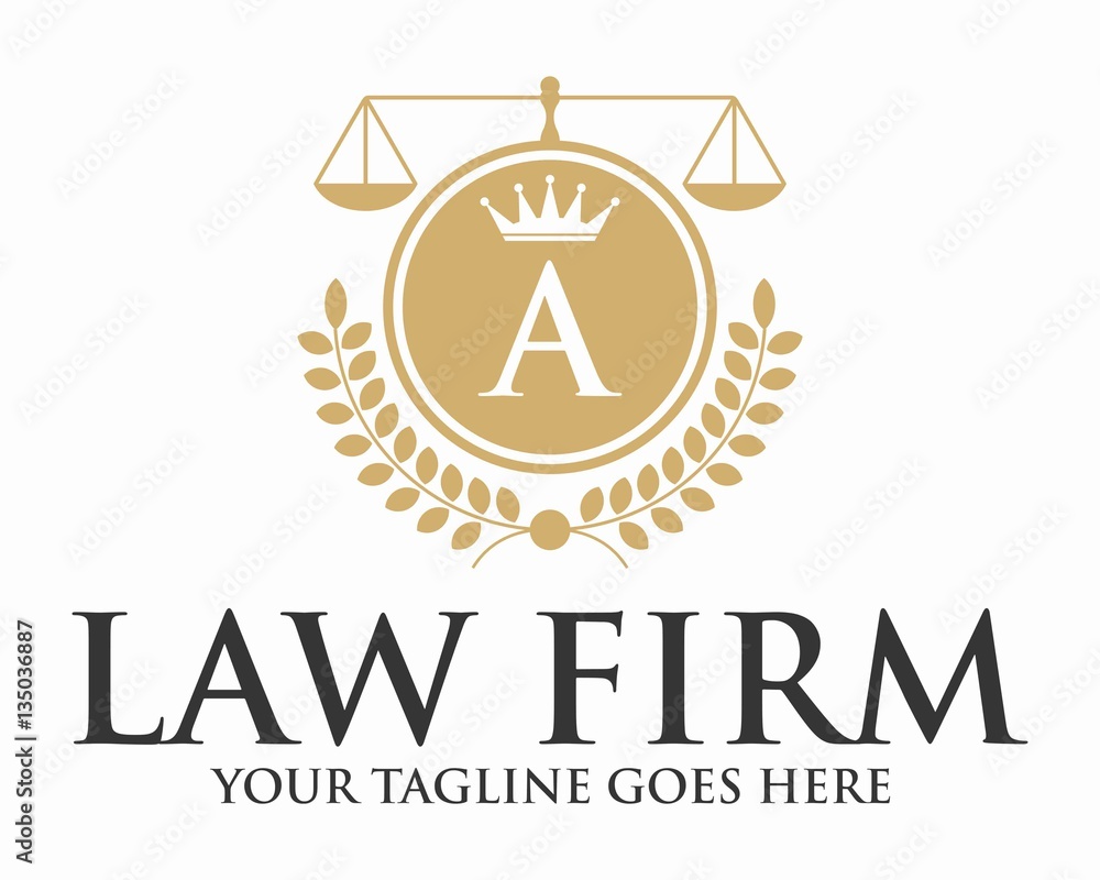 Vetor de INITIAL A LAW FIRM WITH CROWN AND CREST LOGO TEMPLATE do Stock ...