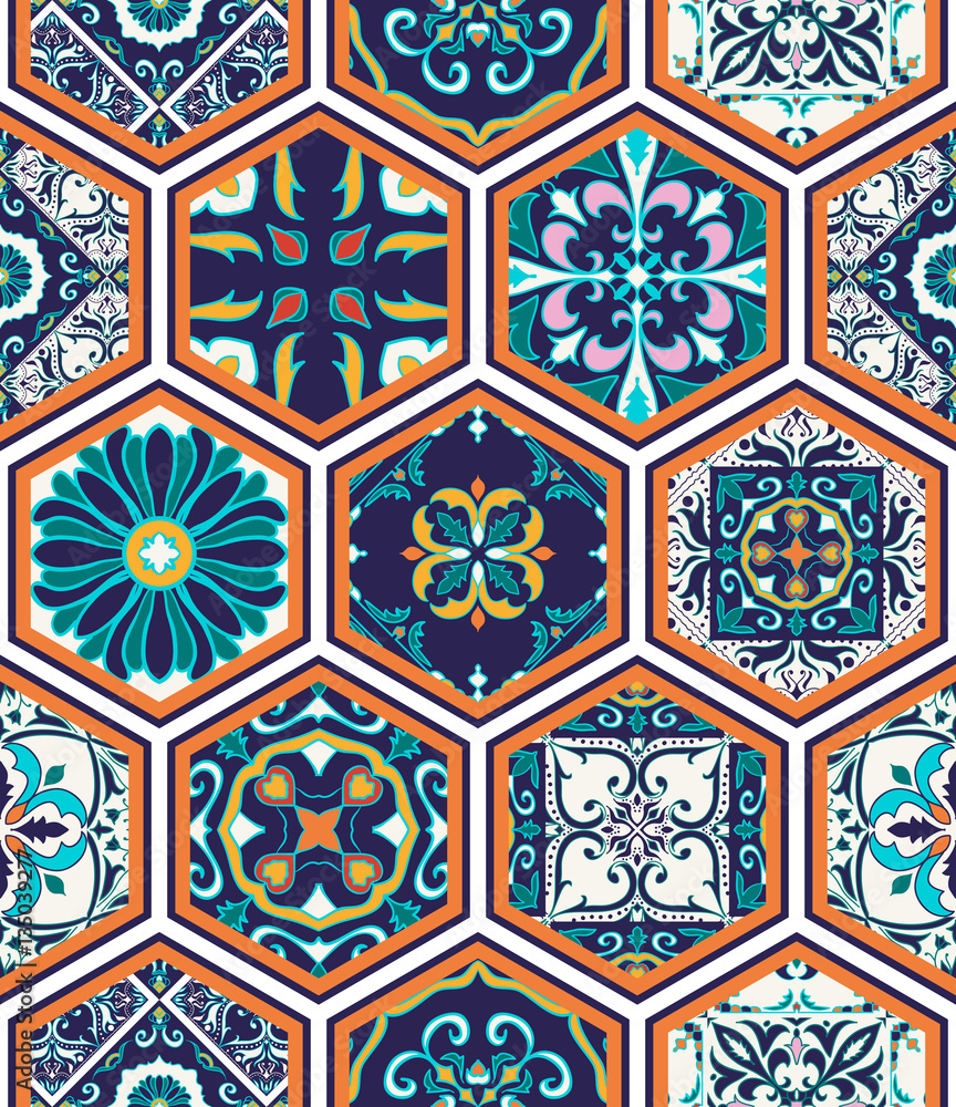 Vector Seamless Texture Beautiful Mega Patchwork Pattern For Design