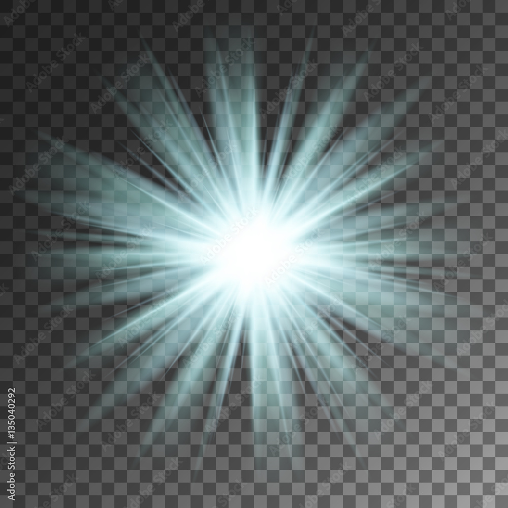 Sparkling blue rays star on transparent vector background. Stock Vector ...
