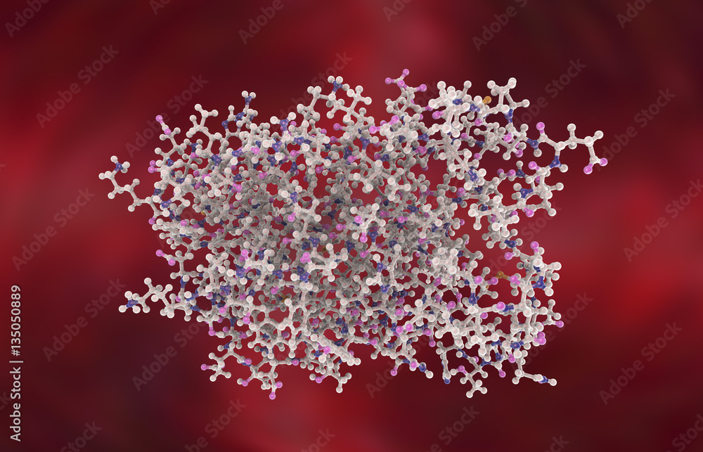 Molecular model of interferon-alpha IFN-alpha, 3D illustration. IFN ...