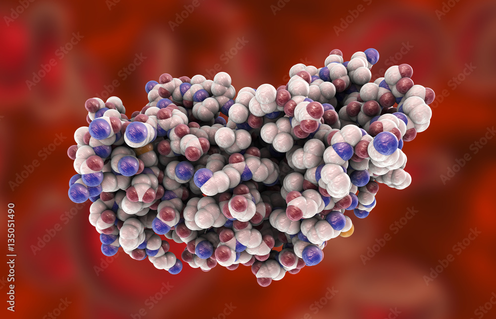 Molecular model of interferon-gamma 3D illustration. IFN-gammaa is a ...